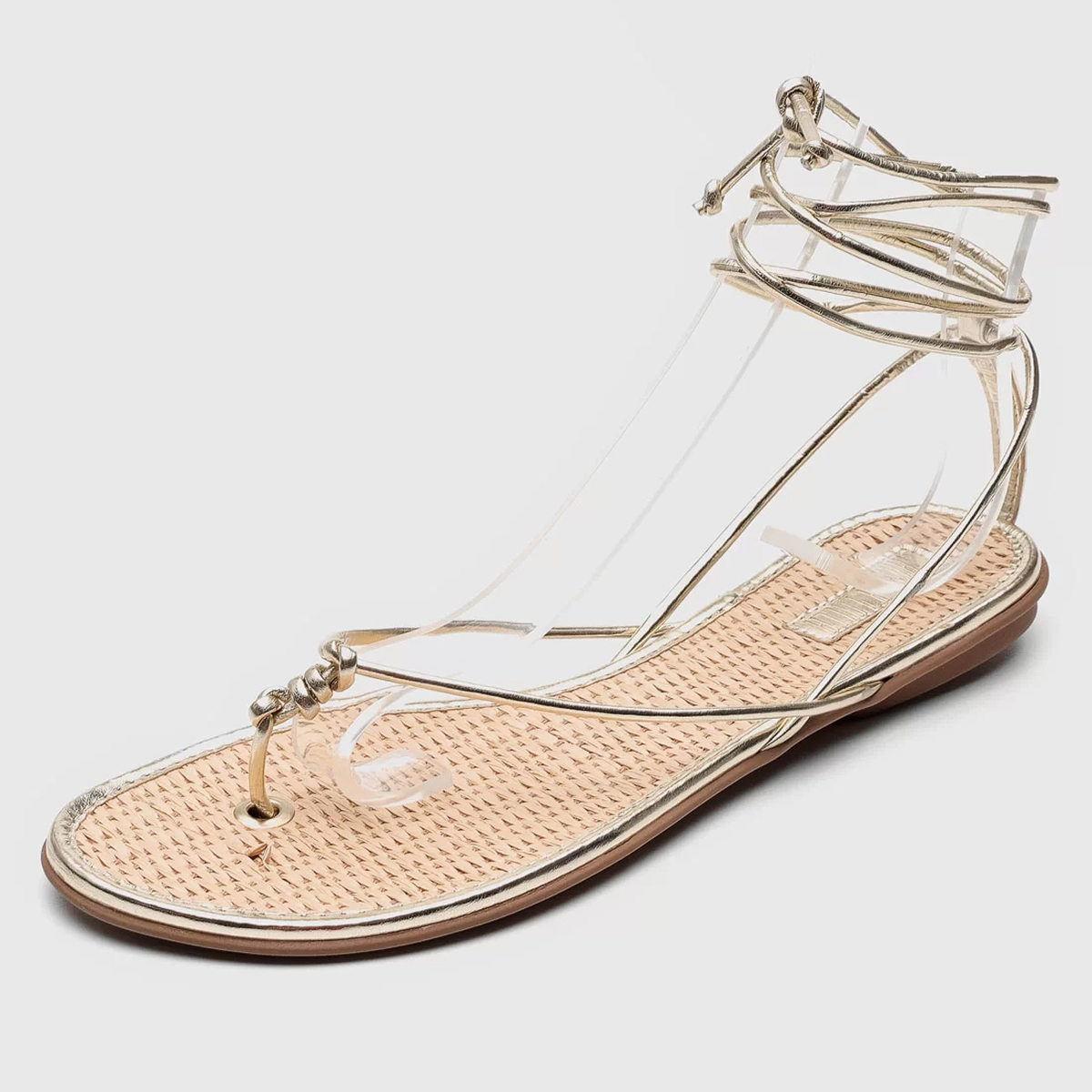 Rasteira Santa Lolla Amarração Dourada - Tema Evolve